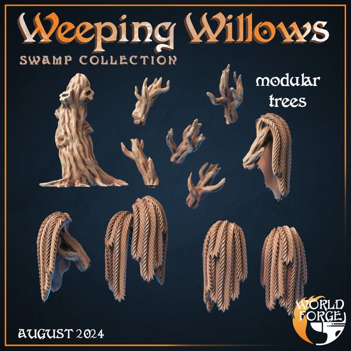 3D Printable Weeping Willow Trees (modular) by World Forge Miniatures